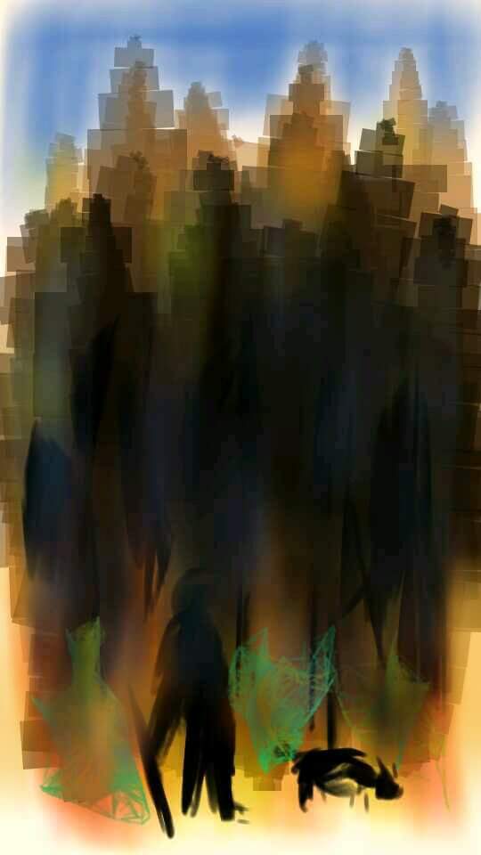 Peinture promenade en forêt