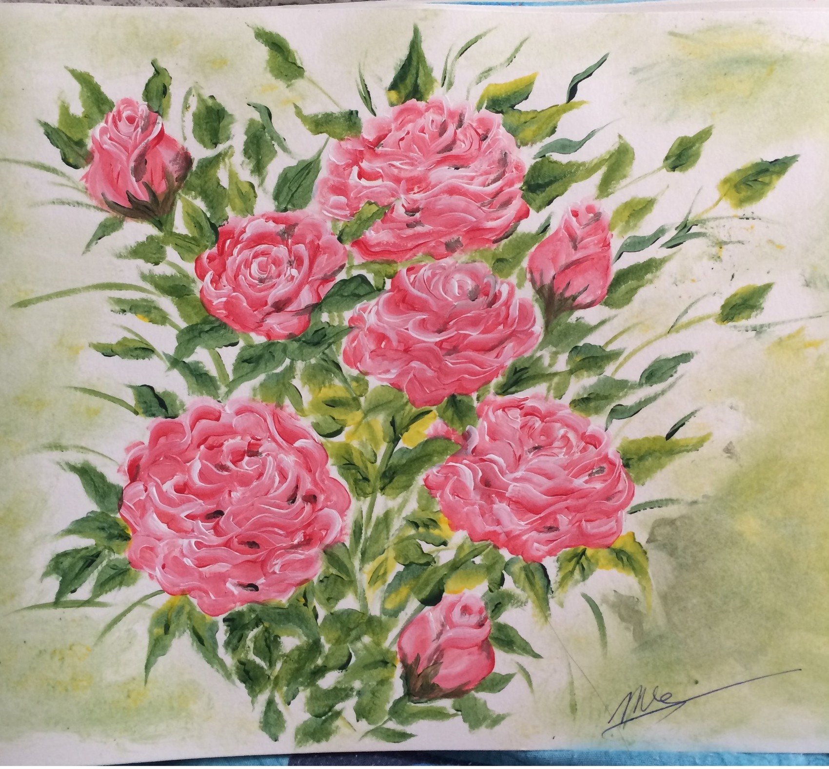Peinture bouquet de rose