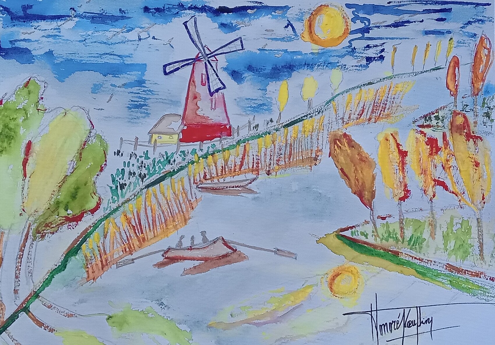 Peinture Petit moulin rose.