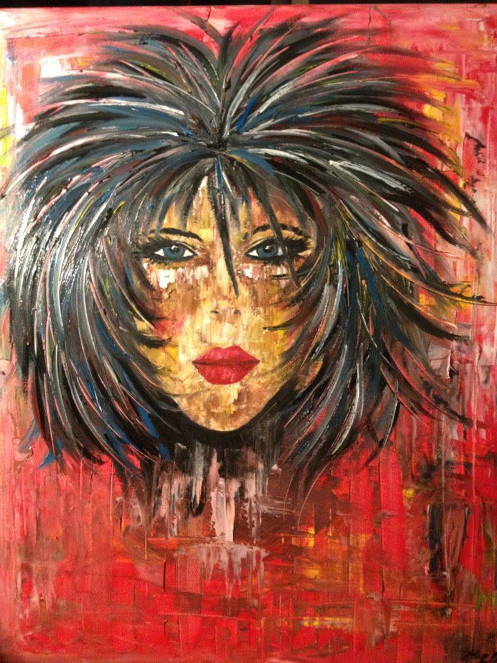 Peinture la femme en rouge