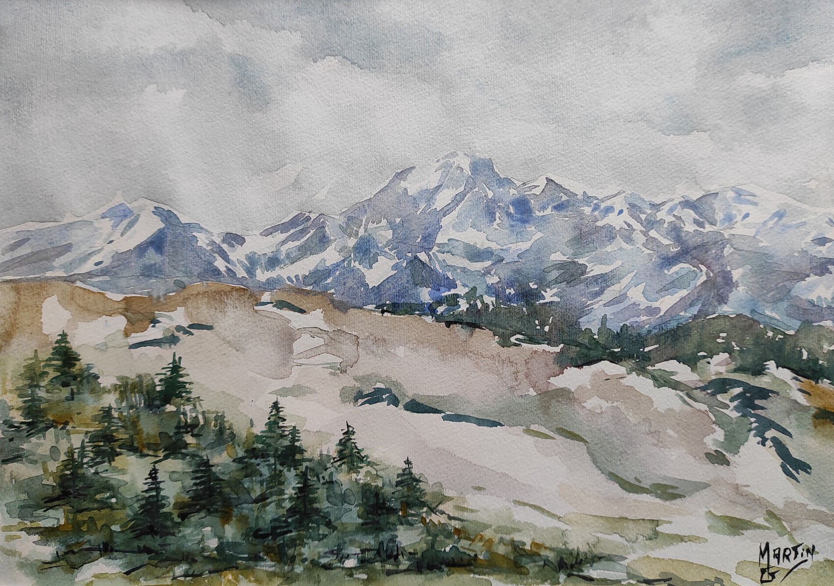 Peinture Ah mes chères montagne des Pyrénées..