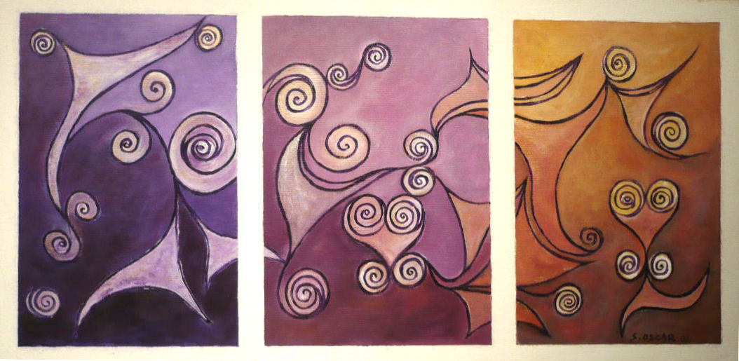 Peinture Spirales tryptique