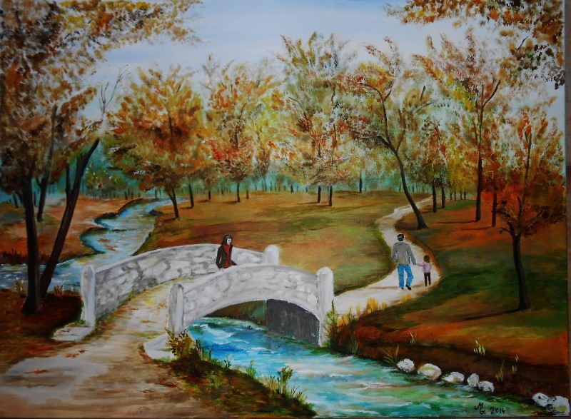 Peinture Promenade en forêt