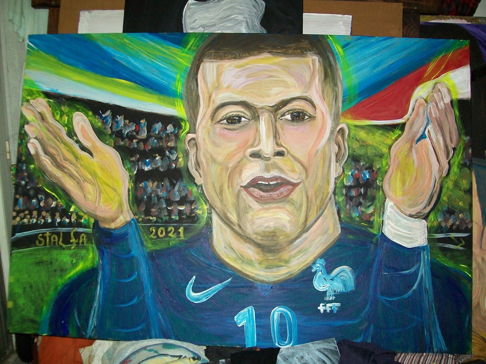 Peinture " Rythme , couleurs , et joie de la France ... " ( Kylian ...