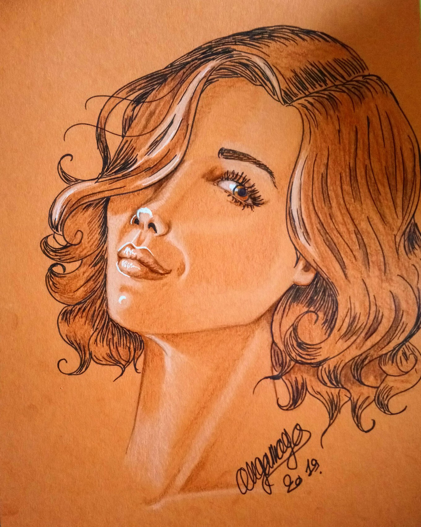 Dessin portrait marron.