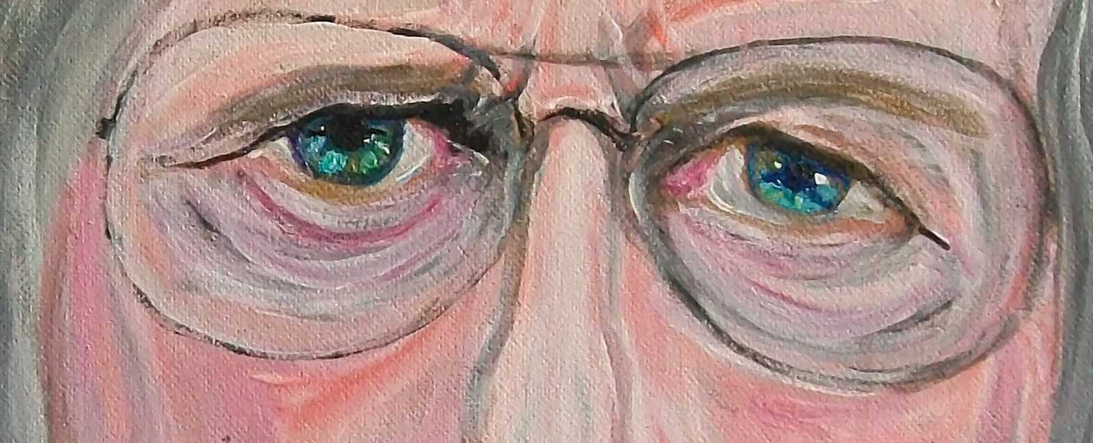 Peinture " Les yeux du Prof. Raoult ... " ( détail du tableau ) 2022