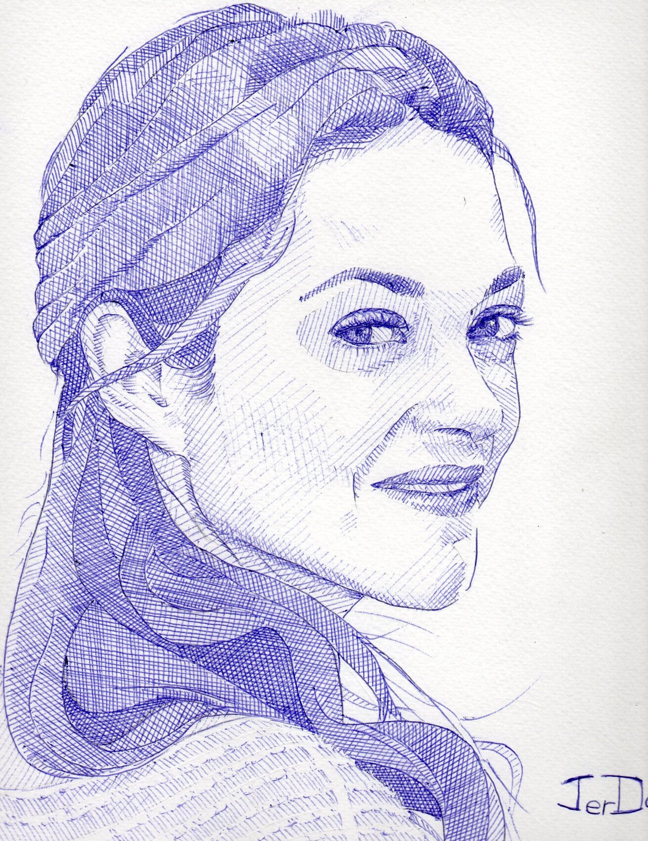 Dessin portrait de Marion Cotillard