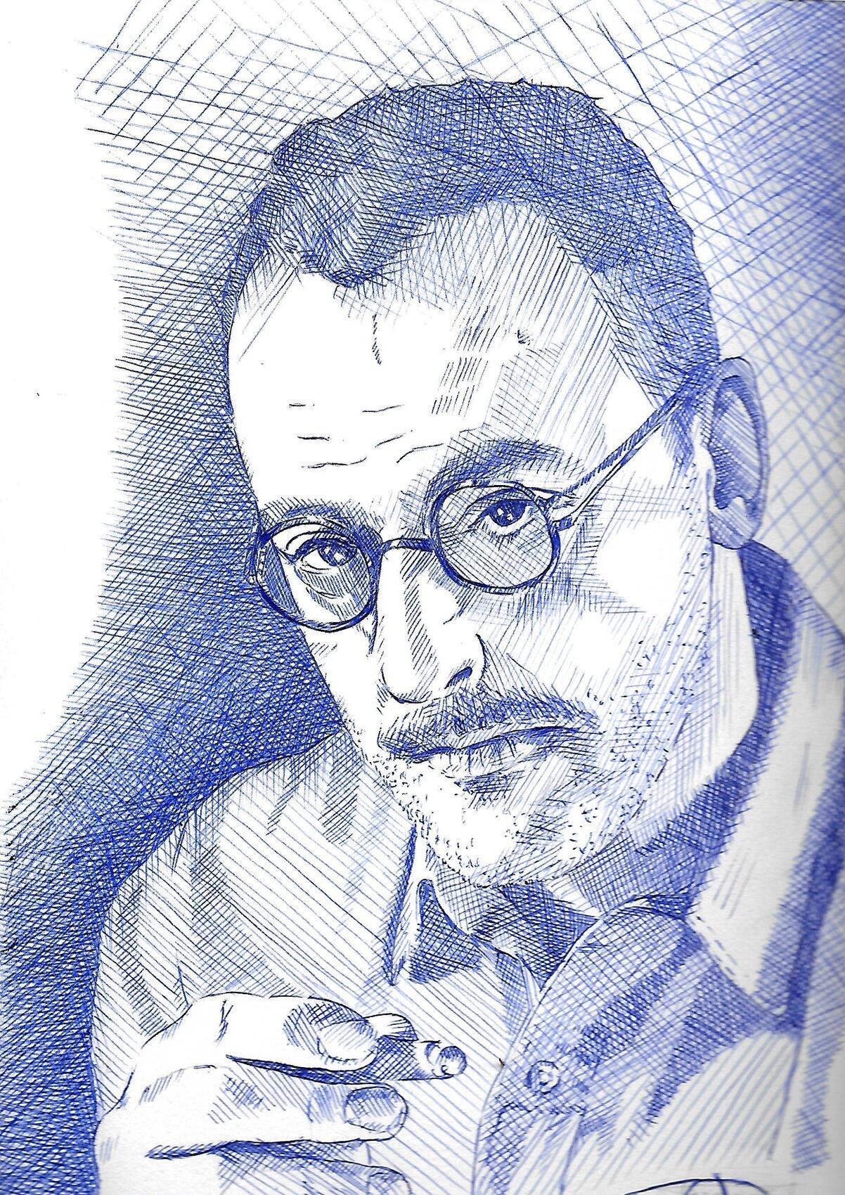 Dessin portrait de Jean Reno
