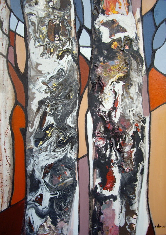 Peinture Cache-cache dans la forêt