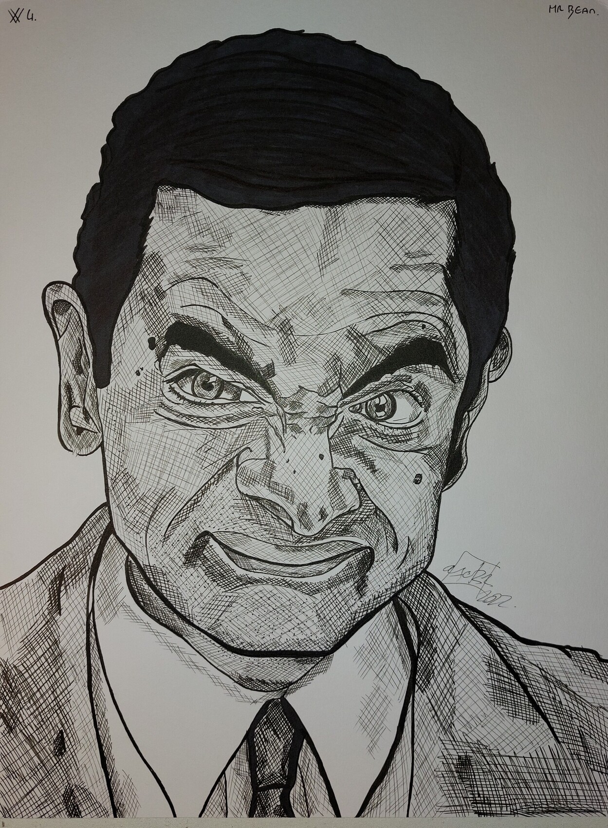 Dessin Rowan Atkinson ( Mr Bean) Sketch Drawing Art