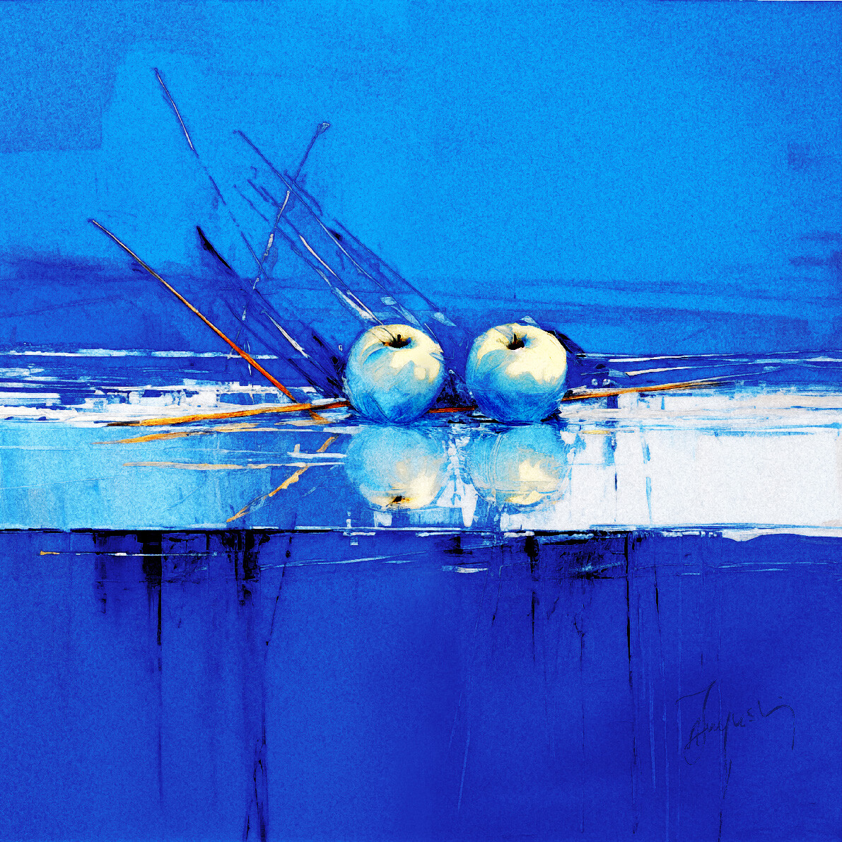 Peinture Blue apples