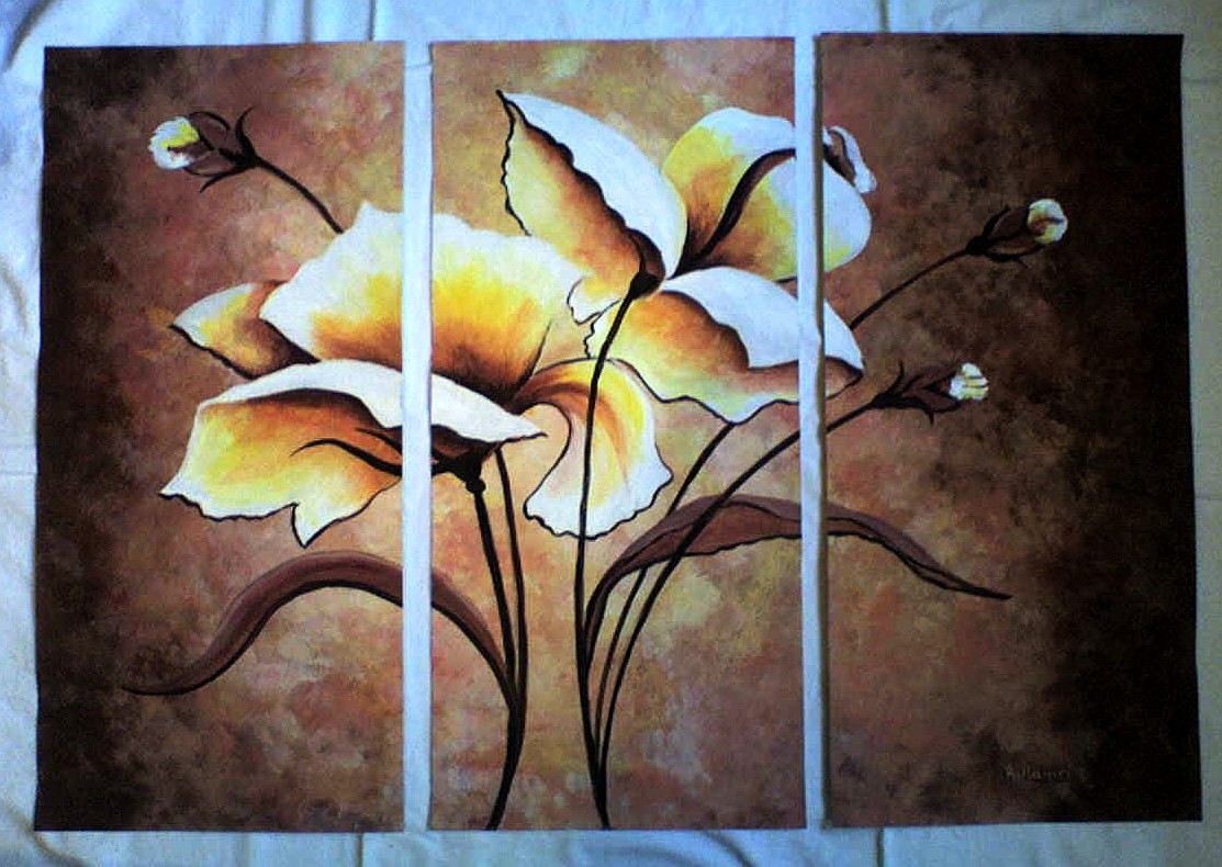 Peinture Fleurs-triptyque-