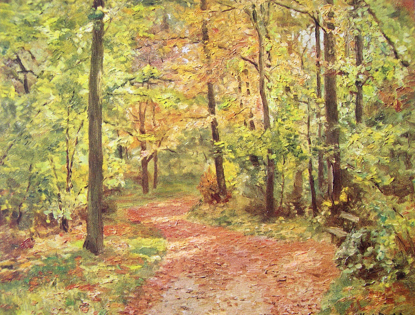 Peinture Sous-bois en automne.