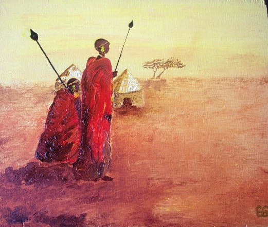 Peinture suite tryptique africain