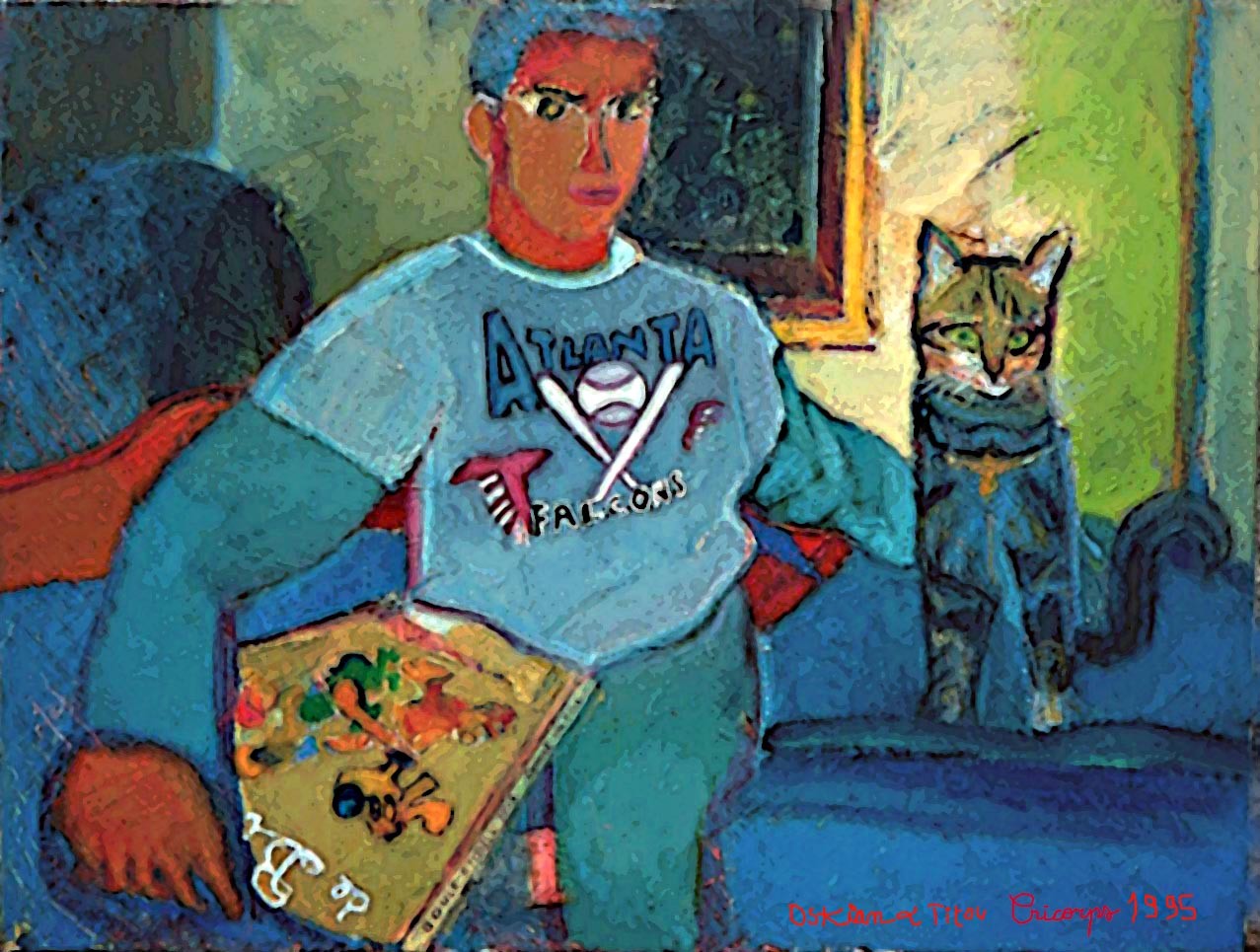 Peinture Oskian et Titou le chat