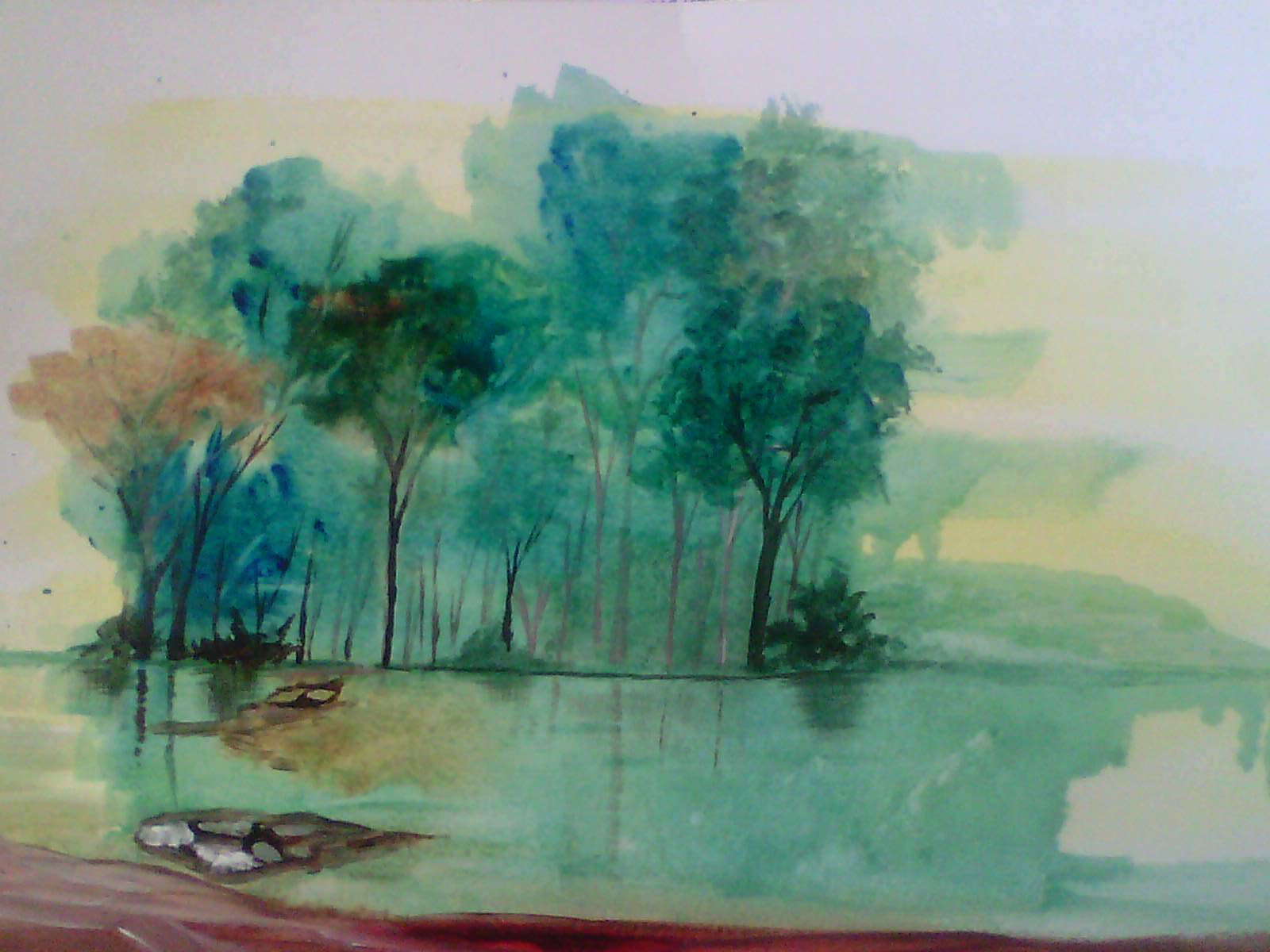 Peinture Au bord de la rivière