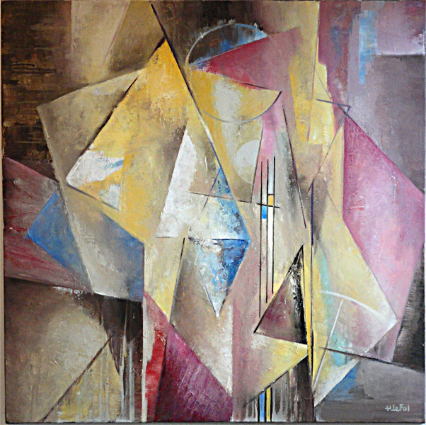 Peinture Cubiste rose